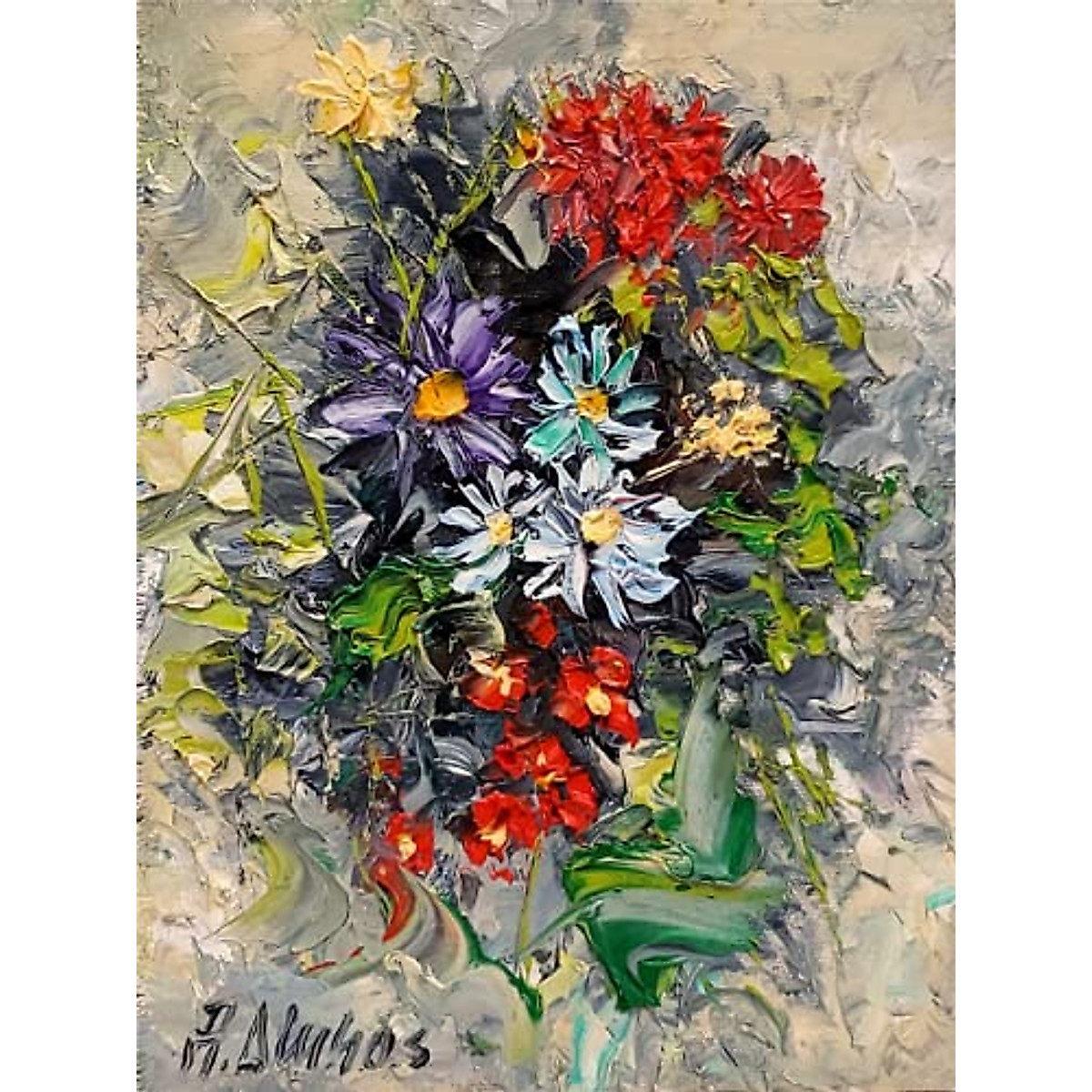 Love Bouquet, Flower Still Life Limited Edition Embellished Canvas Print, Signed and Numbered Print by Andre Dluhos