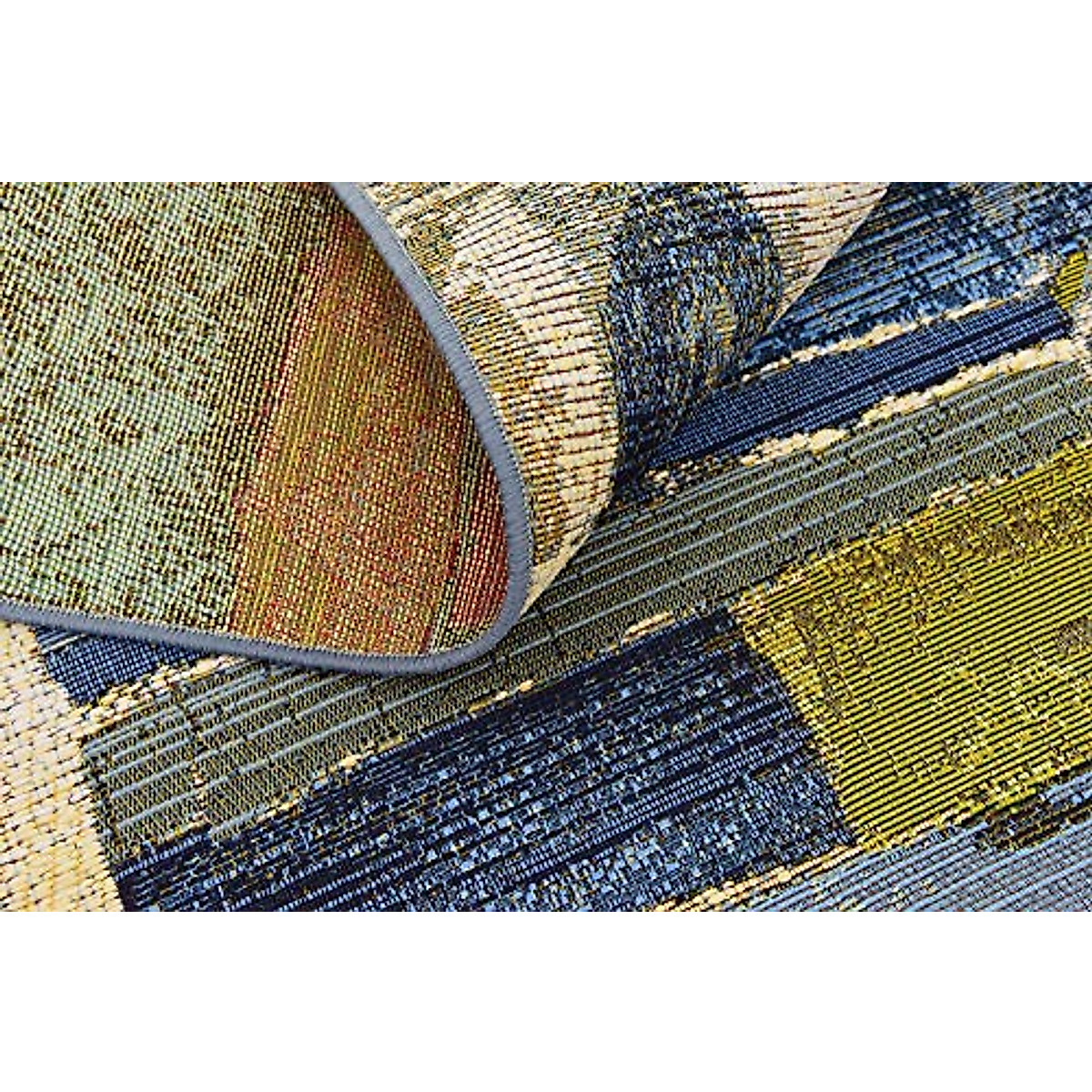 Unique Loom Outdoor Modern Collection Area Rug - Glyph (8' x 11' 4" Rectangle, Blue/ Beige)