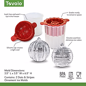 Tovolo Christmas Ornament Ice Molds, Set of 2 - Large Ice Mold Ideal for Festive & Holiday Drinks - Odor-Free Freezer Storage, Dishwasher-Safe with Silicone Plunger