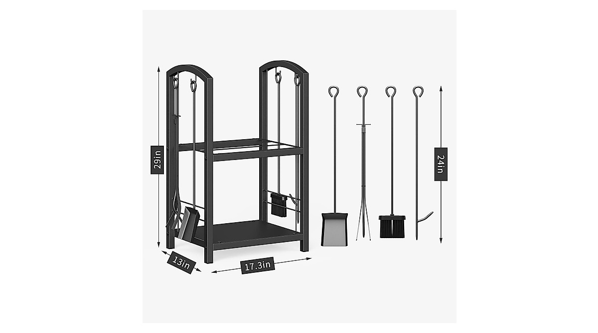Mr IRONSTONE Firewood Rack with Tool Set - Durable & Stylish