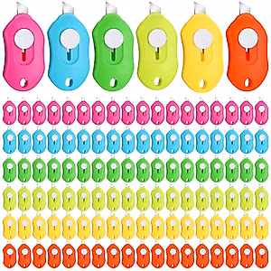 Lasnten 100 Pcs Mini Retractable Utility Knife Box Cutter Lightweight Colorful Cloud Shape Pocket Knife for Letter and Small Box Opening Suitable for Home Office Hobby Use Crafts, Random Color