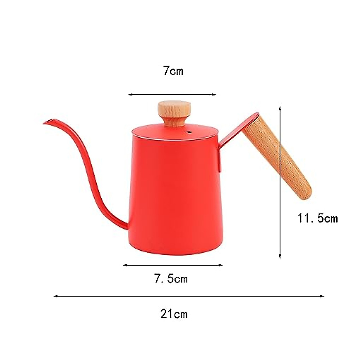 gazechimp Drip Coffee Kettle Pour over Kettle 350ml Anti Hot Wooden Handle Coffee Tea Pot Gooseneck Kettle for Office Coffee Shop Camping Home Kitchen, red
