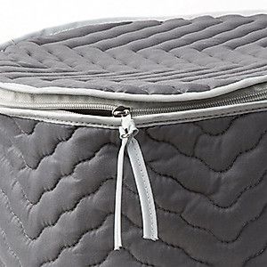 Richards Homewares China Storage Chest, for Starter 4-Piece Set, Quilted Micro Fiber-Gray