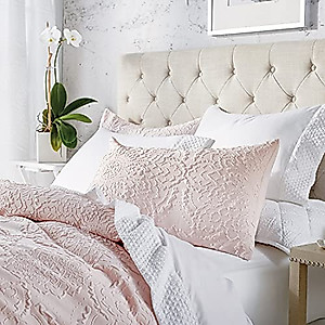 CHF Solid Medallion 3-Piece Microsculpt Comforter Set with Shams, Full/Queen, Blush