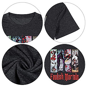 Beware of Hitch Hiking Ghost Shirt Women Funny Halloween Shirt Haunted Mansion Tshirt Hocus Pocus Fall Short Sleeve Top Dark Grey