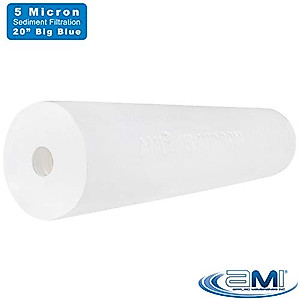 APPLIED MEMBRANES INC. 5 Micron Sediment Filter Replacement | 20" Whole House Sediment Filter | Depth Filter Removes Rust, Dirt, Sand, Silt, and Suspended Solids | H-F20BB05CF
