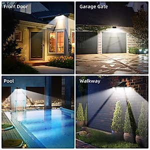 daphino Solar Lights Outdoor 2500LM Motion Sensor Outdoor Lights,3 Head 355° Wide Angle Street Area Lights, Waterproof Security Lights with 3 Modes(Black,Non-Remote-2 Pcs)