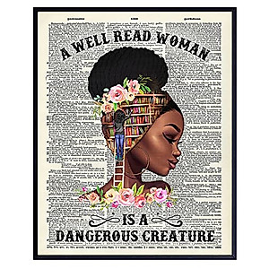 African American Wall Art - Classroom Decor - Never Underestimate a Girl With a Book - Black Woman Poster - African American Girl Women, Black Women - Motivational Wall Decor - Black Art