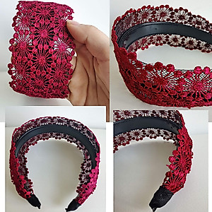 DORIS&JACKY Fashion 2.5 Inch Wide Lace Headbands Elastic Hairbands With Teeth Headwear Accessories For Women And Girls (LACE-5 pcs)…