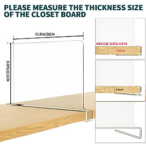 ABOKIM Shelf Dividers for Closet Organization,Clear Acrylic Shelf Dividers for Closets,Closet Shelf Dividers for Wood Shelves,Handbag/Purse/Sweater Organizer for Closet Shelf,6PCS