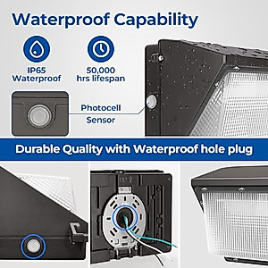 CINOTON 90W UL Listed 12000LM Outdoor Led Wall Pack Light with Dusk-to-Dawn Photocell Sensor, IP65 Waterproof 5000K Daylight Wall Mount Lights, Support 110-277V AC Power Replace [400W HID/HPS]