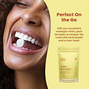 NeuroGum Calm & Clarity Mints (90 Pieces) - Sugar Free with L-theanine + GABA + Vitamin D3 - Nootropic Brain Supplements for Memory - Enhances Calm, Stress Relief for Men & Women - Honey Lemon