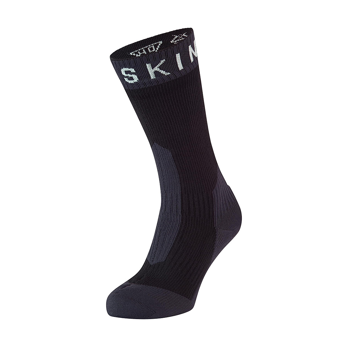 SEALSKINZ Unisex Waterproof Extreme Cold Weather Mid Length Sock, Black/Grey/White, Large