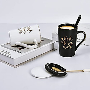 Gifts for Mom - Best Mom Ever Coffee Mug - Best Mom Mother Gifts - Mothers Day Christmas Gift from Daughter Son - Women Mom Gifts for Mom Mother - Mom Mug Cup 14Oz with Gift Box Packing Spoon Black