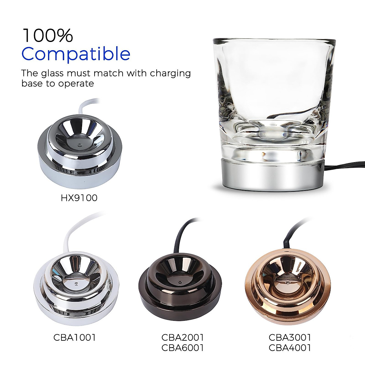 Replacement Charger Glass Cup Compatible with Philips Sonicare Electric Toothbrush HX9352 HX9360 HX9340 HX9900，Charging Base Glass Cup for HX9100 CBA1001 CBA2001 CBA3001
