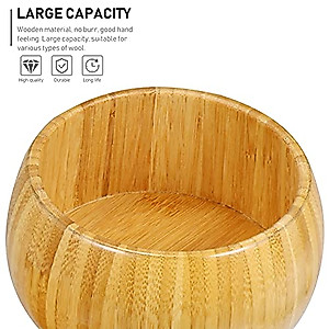 Cabilock Wooden Yarn Storage Bowl Wooden Knitting Bowls Crochet Yarn Holder Knitting Container Knitting Crochet Accessories with Lid