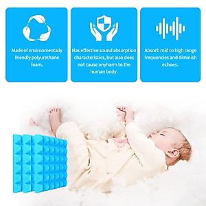 Musfunny Sound Proof Acoustic Foam Panels, 12 Pcs 2" x 12" x 12" Acoustic Panels Sound Absorbing Wall Panels for Studio Recording Office Home Studio (Blue)