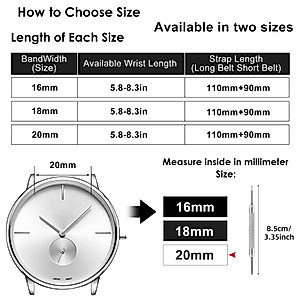cobee Milanese Mesh Watch Bands, Quick Release Replacement Watch Straps Adjustable Stainless Steel Watchbands for Men Women Universal Metal Mesh Straps Compatible with 20mm Lug Width(Silver, 20mm)