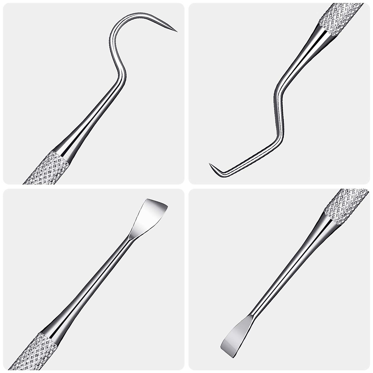 Mudder 4 Pieces Pet Tooth Scaler and Scraper Set Stainless Steel Pet Teeth Cleaning Tool Tartar Remover for Dogs Cats