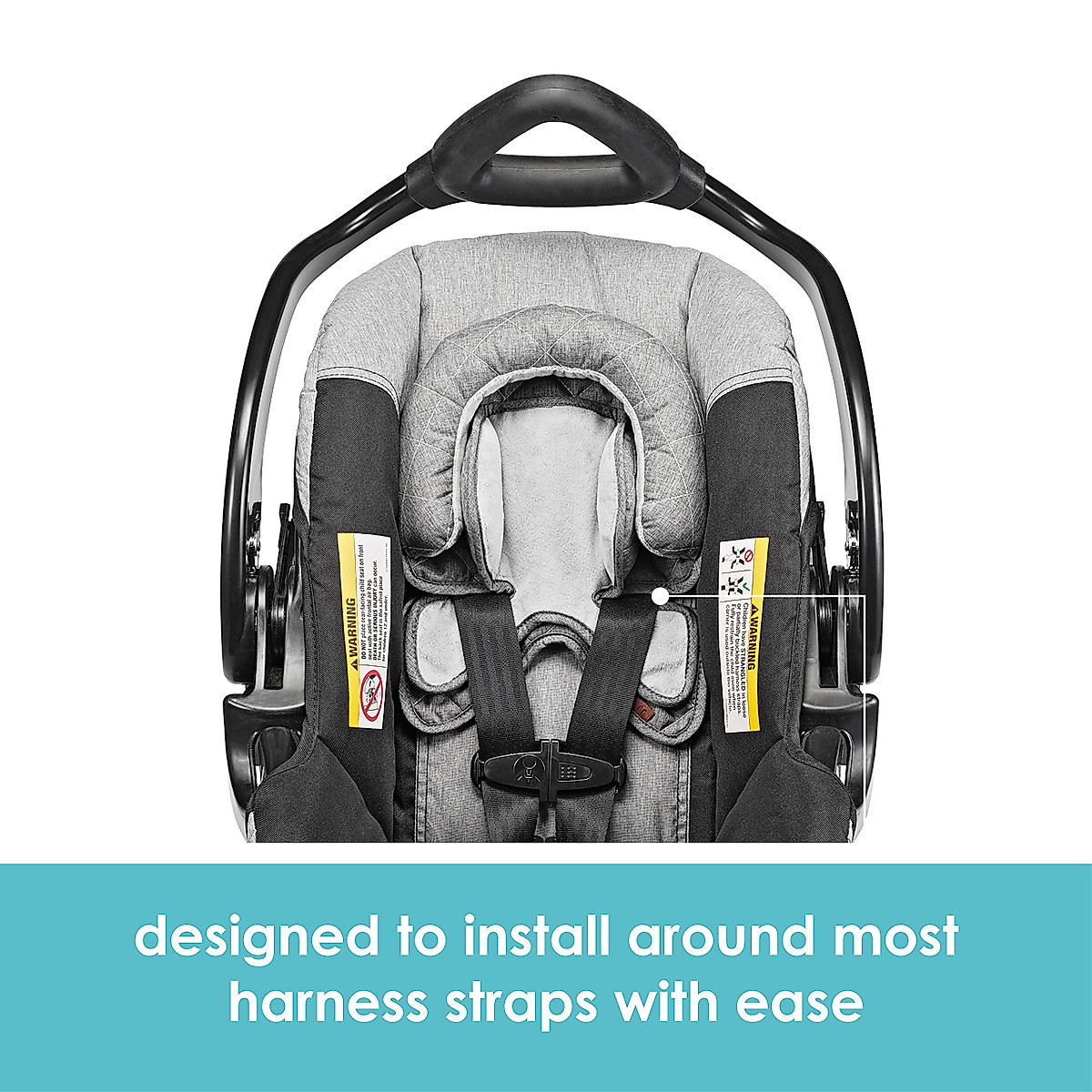 JJ Cole - Head Support, Newborn Head and Neck Support for Car Seat and Stroller, Designed to Adjust with Age, Grey Herringbone, Birth and Up, Heather Grey