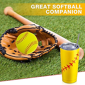 Suclain 8 Pcs Softball Insulated Tumbler with Lid and Straws 20 oz Baseball Tumbler Softball Coach Cup Double Wall Vacuum Stainless Steel Cup Travel Coffee Mug for Home Office Party (Ice Bully)