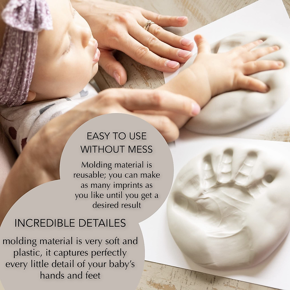 Sweet Memories Baby Hands and Feet Casting kit for Babies 0-9 Months, Makes 2-8 Casts - DIY Hand and Footprint Keepsake, Infant Imprints, New mom Baby Shower Christmas Gift