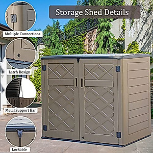DIYOKAI Thickened Resin Storage Shed Weather Resistance, 38 Cubic Feet Outdoor Storage Cabinet Lockable, Perfect for Backyard, Patio, Garden, Home, Pool