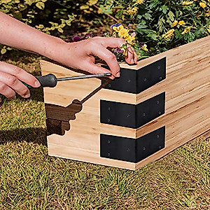 16 Pcs Garden Bed Corner Bracket- Black Pre-drilled Metal Garden Bed Corner Braces with M4 × 20MM Screws Planter Box Right Angle Brackets for Connecting Garden Bed