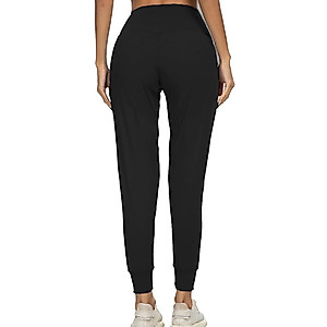 Rrosseyz Joggers Pants for Women-Quick Dry Sweatpants with Pockets for Travel Athletics Casual and Outdoor(Black,XL)