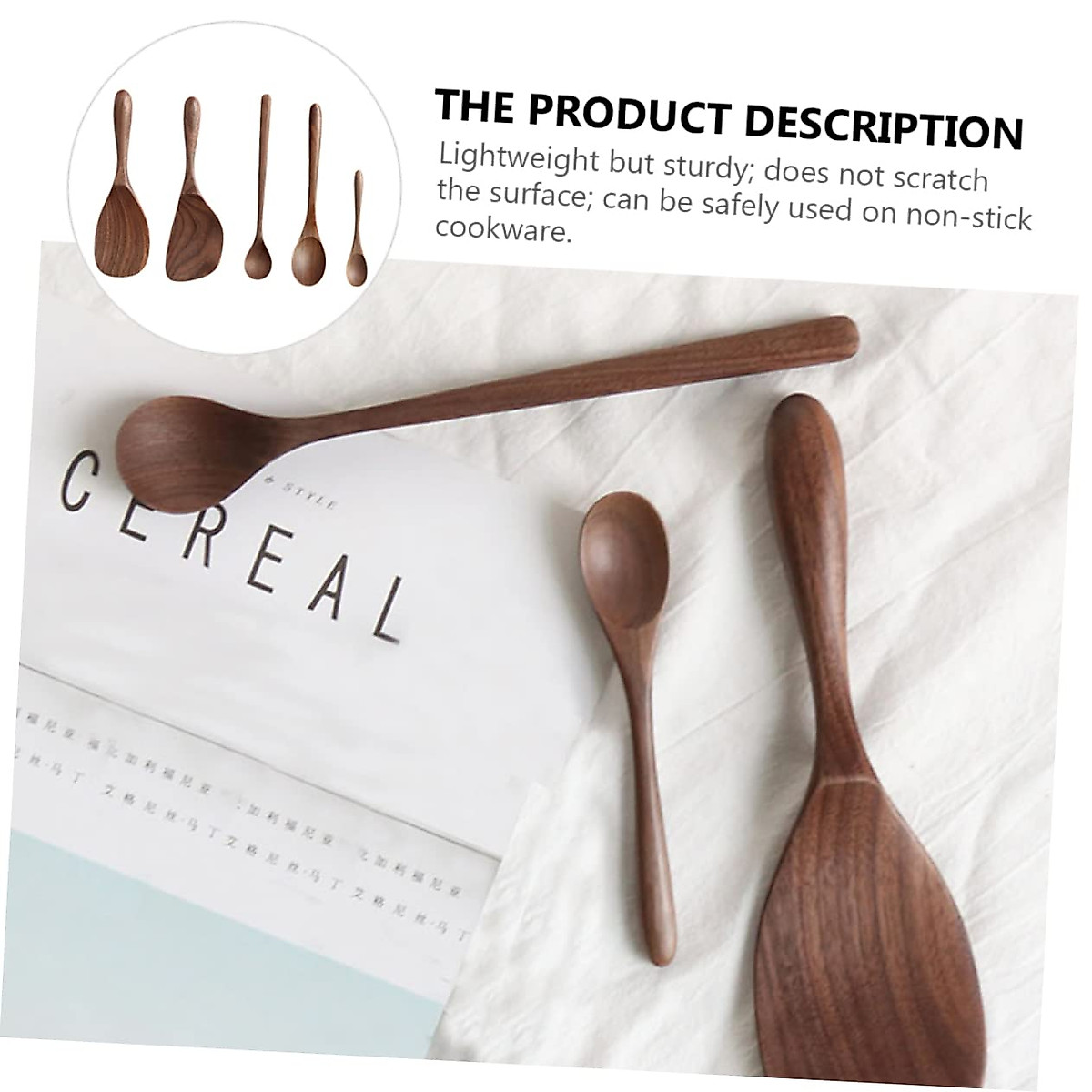 SWOOMEY Black Walnut Cutlery Set Suits for Kids Kits for Kids Kitchen Japanese Kids Suits Suit for Kids Bamboo Cooking Utensils Tools for Kids Wood Tools Wood Scoop Wooden Child Spoon