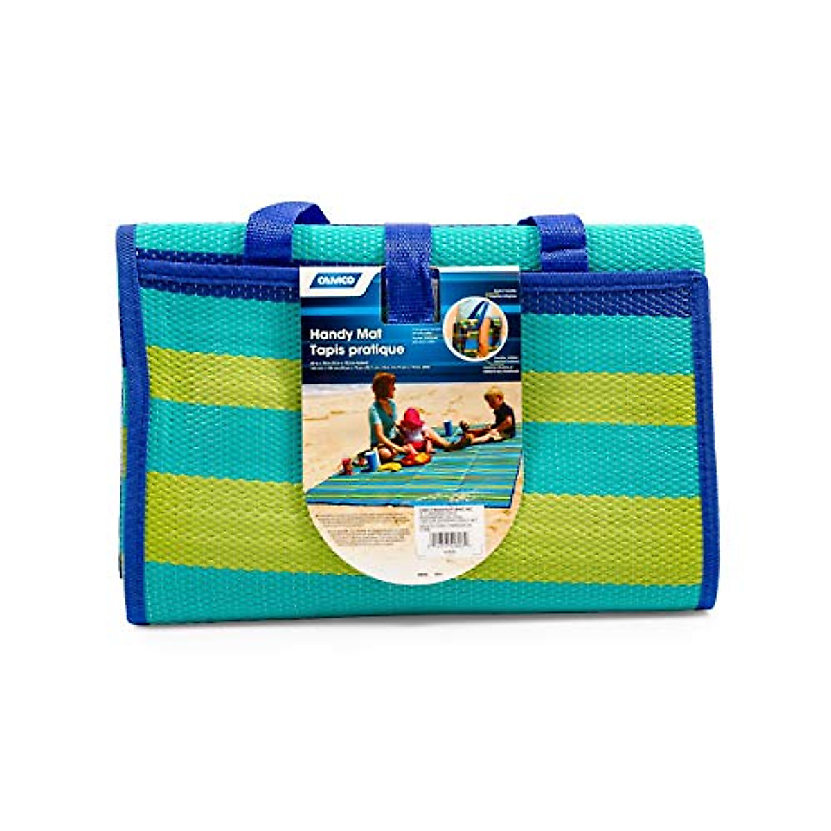 Camco Handy Mat with Strap, Perfect for Picnics, Beaches, RV and Outings, Weather-Proof and Weather Resistant (Green/Turquoise - 60" x 78") (42806)