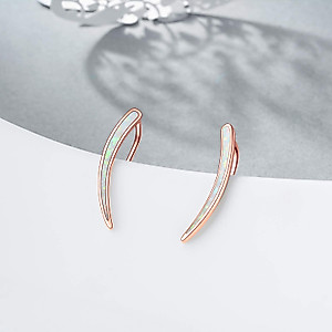 WINNICACA Ear Cuffs Hoop Climber Earrings for Women Sterling Silver Created Opal Crawler Climber Earrings Rose Gold Earrings for Women