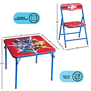 Idea Nuova Marvel Spidey and His Amazing Friends 3 Piece Children's Activity Square Table and 2 Folding Chairs Set, Ages 3+