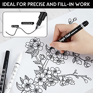 SUPKIZ White Paint Pens for Rock Painting, 8 Pack Acrylic Paint Markers Extra Fine Tip Paint Pens for Stone Ceramic Glass Wood Metal Canvas Paper Drawing Permanent Black Paint Markers Set (0.7mm)