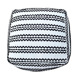 Christopher Knight Home Davis Boho Cotton Pouf, Natural and Black