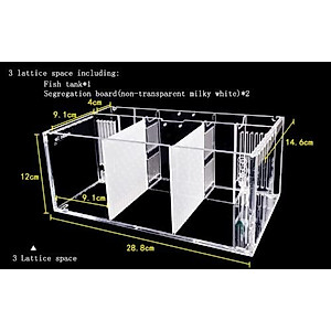 Milscat Betta Fish Tank Acrylic Material Mini Desktop Aquarium Goldfish Mini Fish Tank Sick Fish Isolation Room（Three Lattice Space）