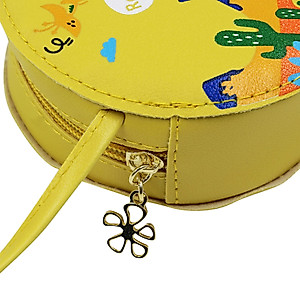 ZGMYC Cartoon Dinosaur Crossbody Purse for Boys Girls, Cute Round Shape Wallet Shoulder Bag for Toddlers Kids