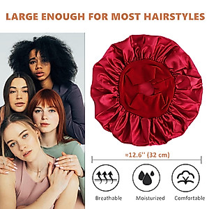 4 PCS Hair Bonnet for Sleeping,Satin Bonnets for Black Women,Hair Cap for Sleeping,Bonnets for Curly Hair,Locs