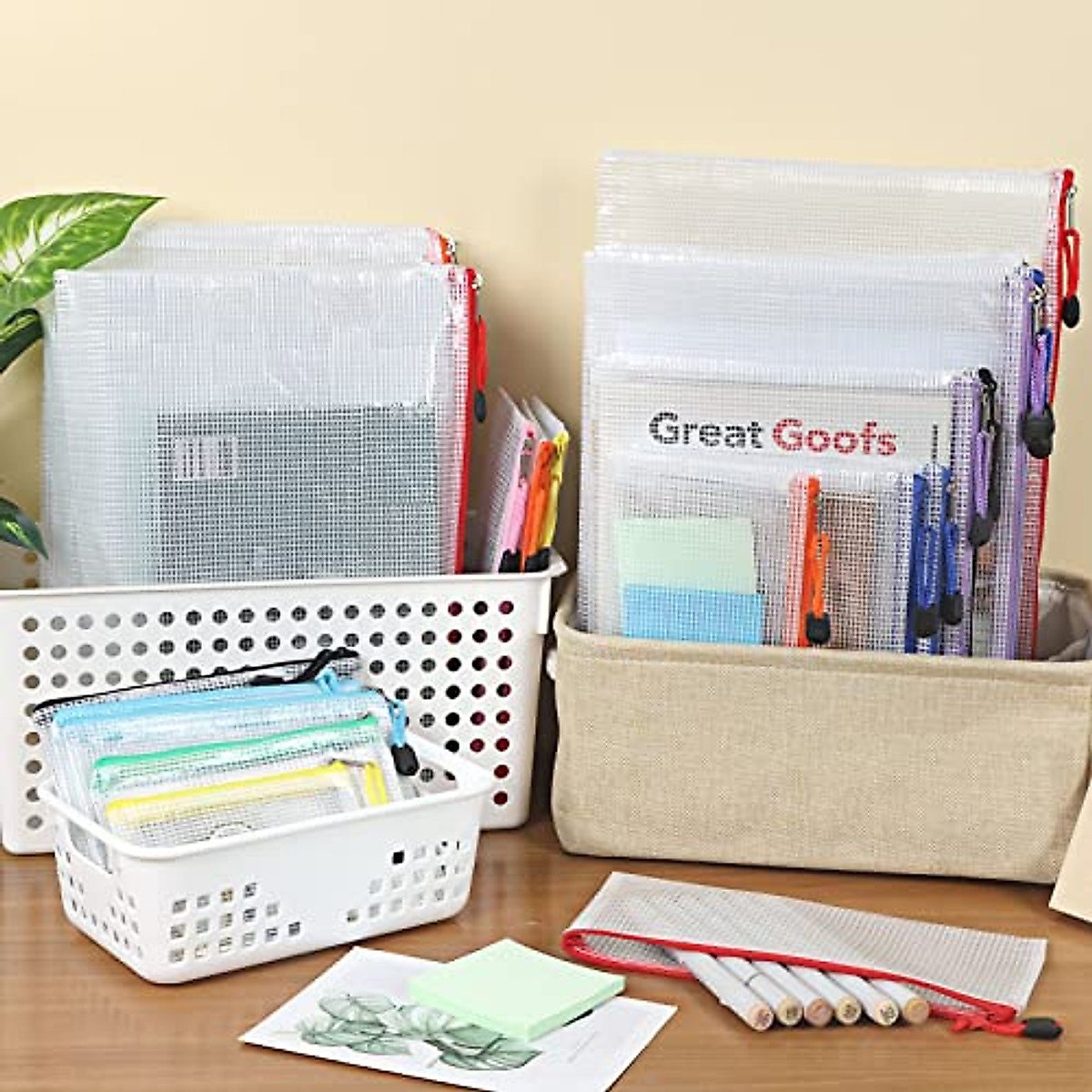 30pcs Waterproof Mesh Zipper Bags - 8 Sizes Organize