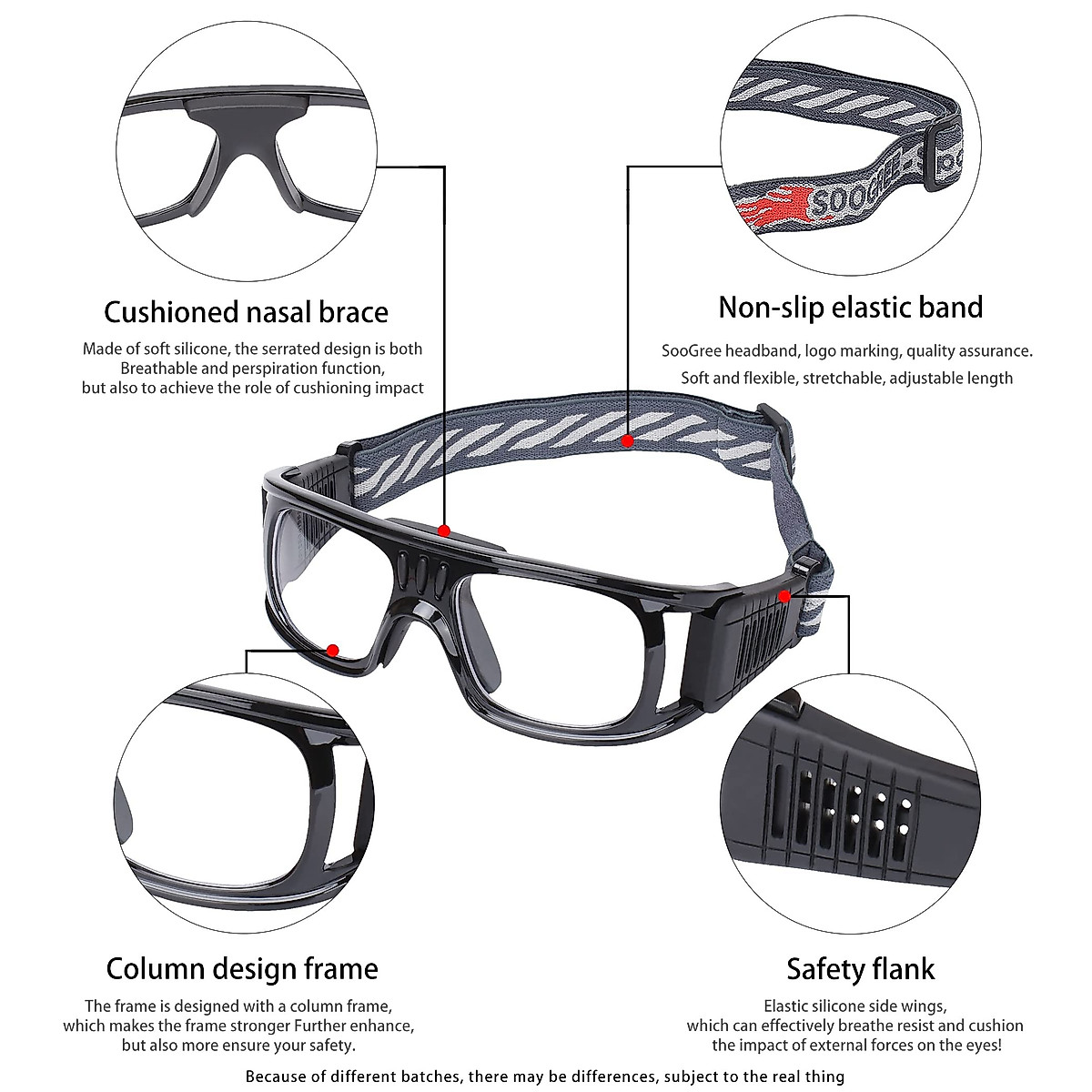SooGree Racquetball Goggles - Windproof Shock Absorption Sports Glasses Basketball Football Eye Protective Adjustable Strap