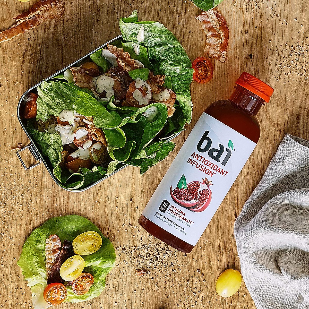 Bai Flavored Water, Ipanema Pomegranate, Antioxidant Infused Drinks, 18 Fluid Ounce Bottles, 6 Count