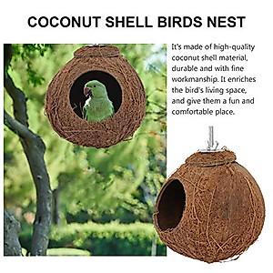 balacoo Natural Coco Hideaway Parrot Birds Reptile Coconut Shell House Bird Nest Cage Hanging Toy for Budgies Parakeet Cockatiels Finch Hamster Rat