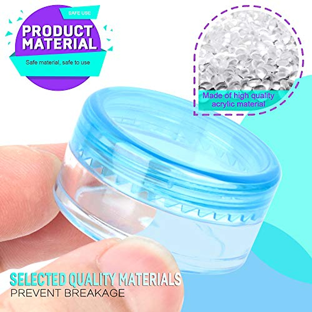 HNYYZL Sample Container,5 Gram Empty Plastic Cosmetic Pot Jars for Eye Shadow Nails Powder Jewelry Cosmetic Lip Balm Cream Lotion(11colors, 55 Pcs)