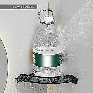 Sofinny Glass Corner Shelf for Bathroom Corner Shower Shelf Black Tempered Glass Shelf with Rail Bathroom Corner Organizer Bathroom Shelves Wall Mounted-2 Pack