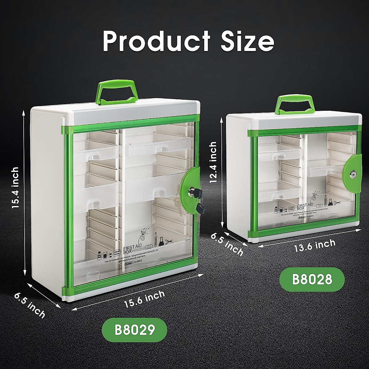 Glosen Medicine Cabinet Locking Medicine Cabinet Wall Mounted 15.62 x 6.5 x 15.43 Inch Portable Storage Container Big Capacity Green