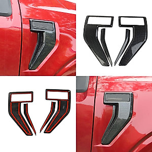 Korlot Carbon Fiber Side Vent Fender Badge Emblem Cover Trims Accessories fit for Ford F150 2021+ for 2023 F250 F350 Super Duty