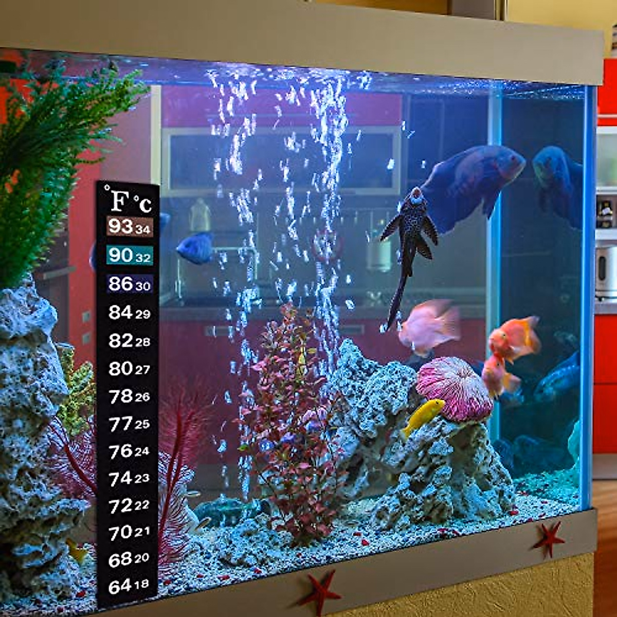 20 Pieces Digital Temperature Sticker Adhesive Thermometer Strip Aquarium Thermometer Sticker Temperature Thermometer Strips in Degree Fahrenheit and Celsius Display for Fish Tank and Aquarium