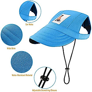 Small Dog Hat Baseball Cap Sun Hat with Ear Holes + Pet Dog Sunglasses Goggles Heart Shape Eye Wear,Sun/UV Protection Adjustable Strap Waterproof Outdoor Party Birthday for Small Dog (Medium, Black)