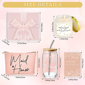 Maid of Honor Bridesmaid Proposal Gifts Box Includes Bridesmaid Glasses Maid of Honor Candle Makeup Bag Sage Wedding Invitation Cards for Bridal Party Favors