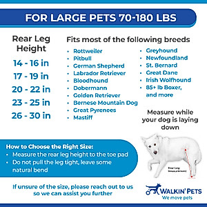 Walkin' Wheels Dog Wheelchair - for Large Dogs 70-180 Pounds - Veterinarian Approved - Dog Wheelchair for Back Legs
